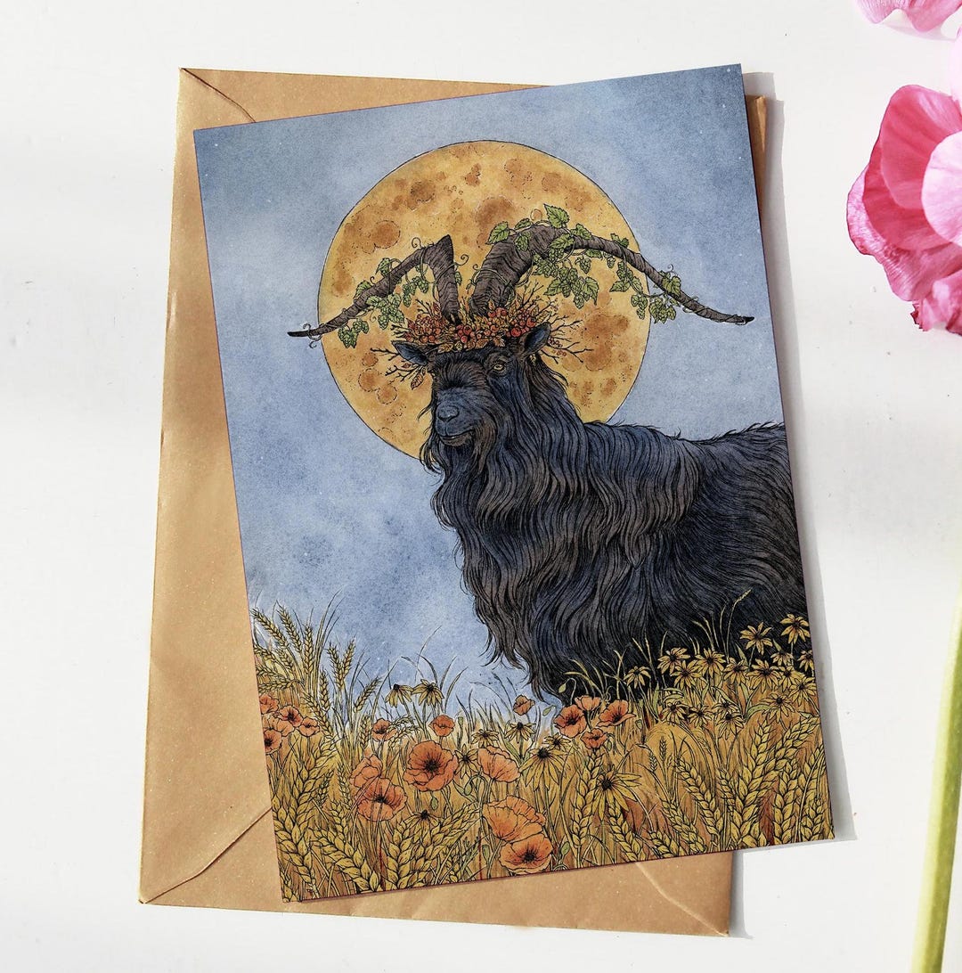 Postcard - Art Print - Goat Painting - Whimsical Art - Fantasy Painting ...