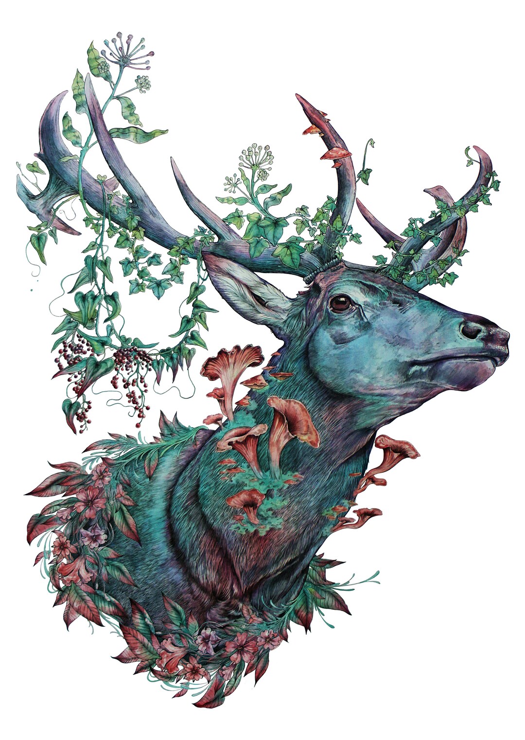 Stag Deer Art - Digital Download Print - PNG File - Home Decor ...