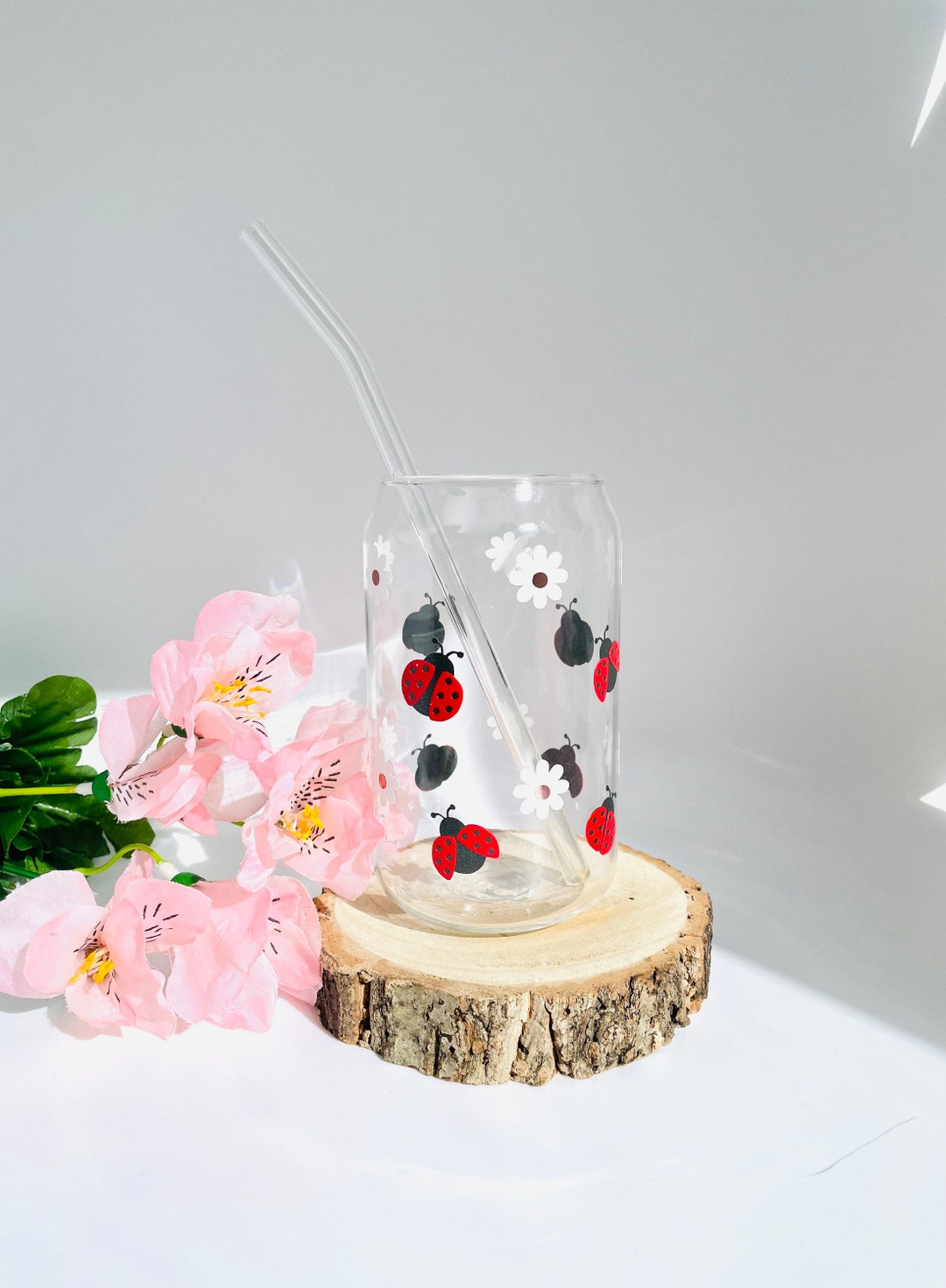Lady Bug Drinking Glass Beer Can Glass Lady Bug Glass With - Etsy