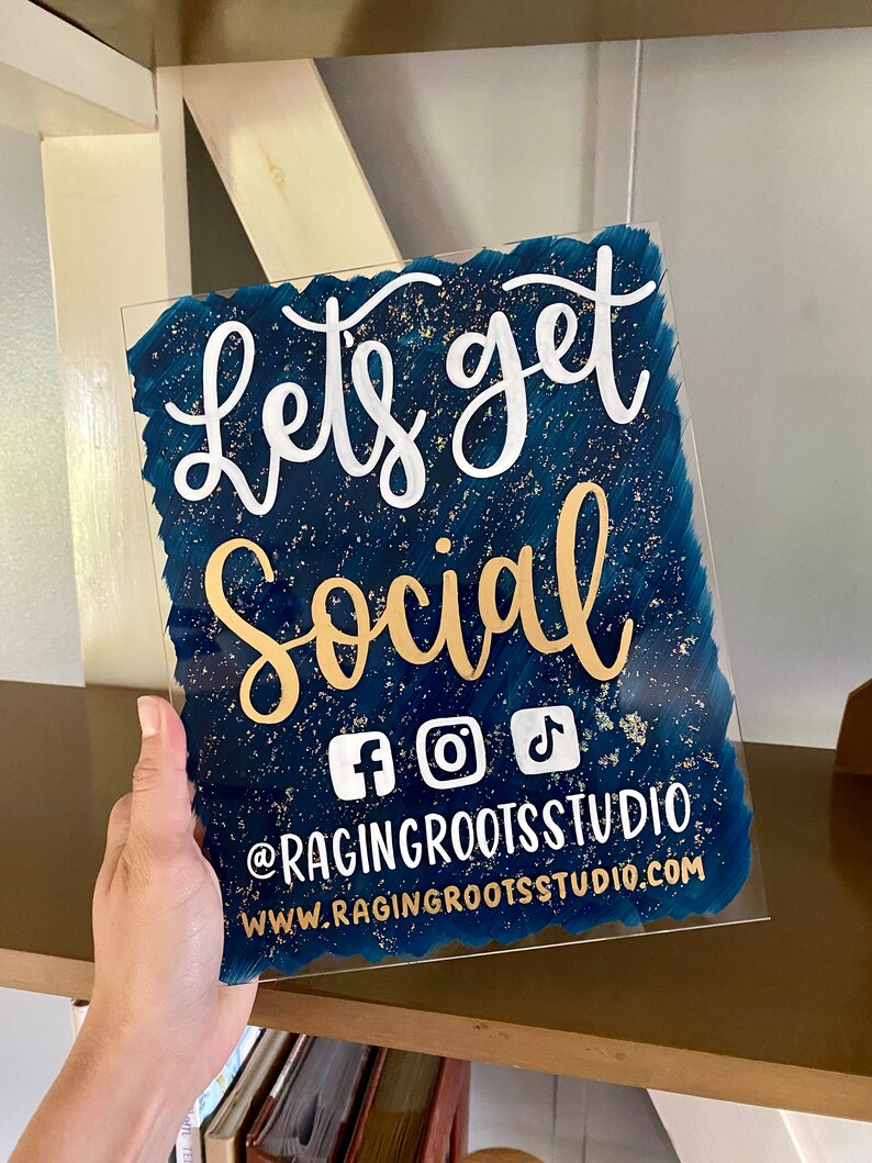 Social Media Sign Business / Let's Get Social Sign / - Etsy