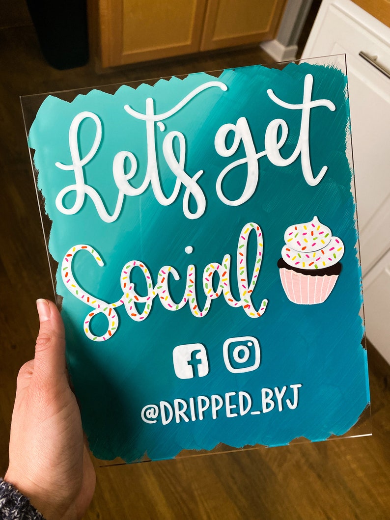 Social Media Sign Business / Let's Get Social Sign / - Etsy