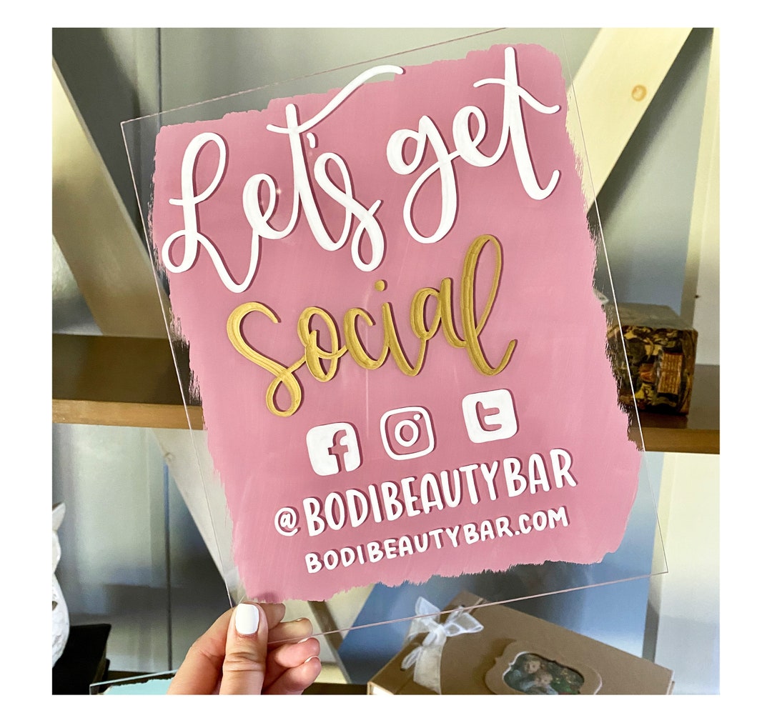 Social Media Sign Business / Let's Get Social Sign / Social Media Sign ...