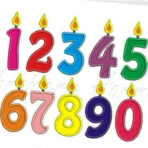 Birthday Numbers Set Applique Design Birthday Candles - Etsy