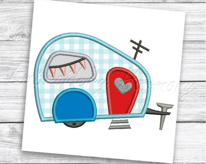 Applique Retro Caravan Machine Embroidery Design Pattern 5x7, 6x10 ...