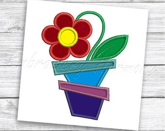 226 Flower Pot Machine Embroidery Applique Design - Etsy