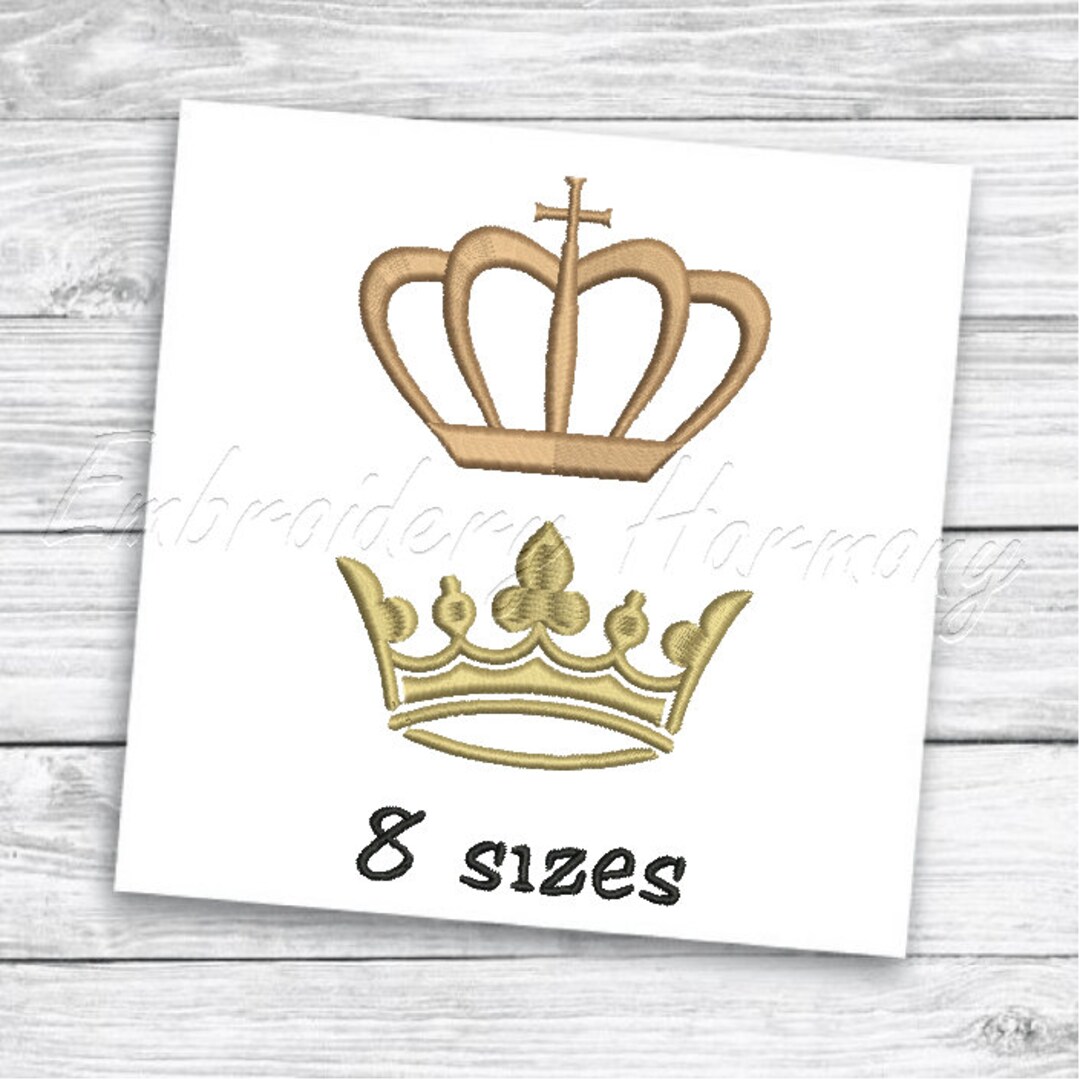 Crown Embroidery Design - Two Crowns Embroidery Set, Kings Crown ...