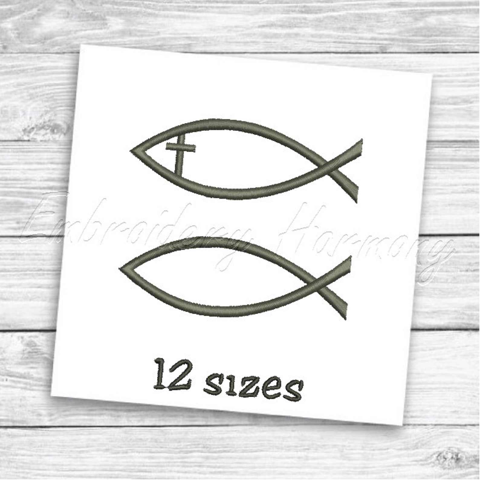 Ichthys Embroidery Design - Jesus Fish Embroidery Pattern - 12 SIZES ...