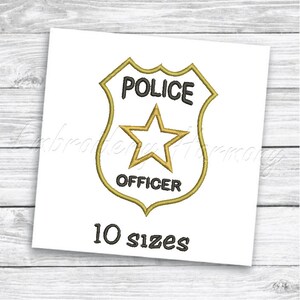 Police Badge Applique Design - 10 SIZES Machine Embroidery File ...