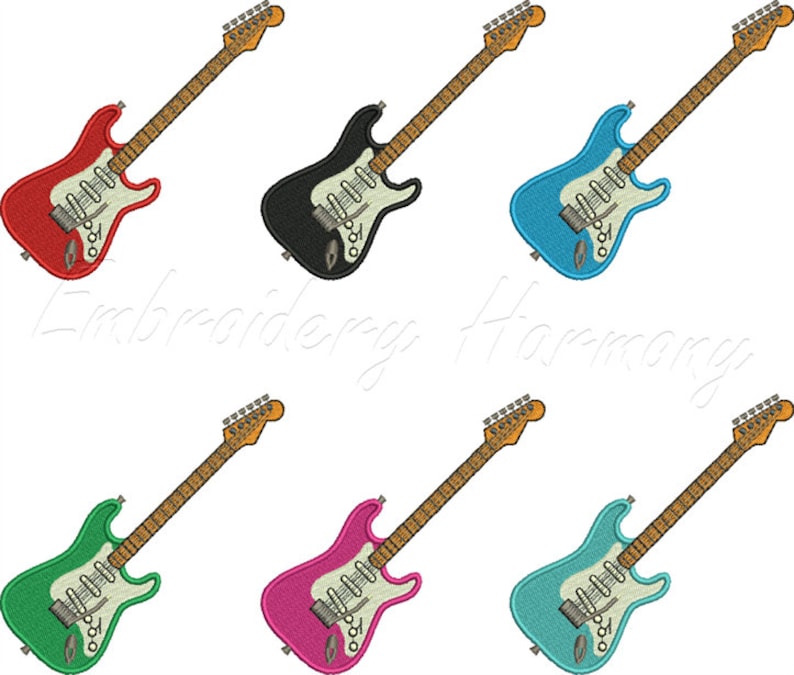 Electric guitar Embroidery Design guitar Embroidery Guitar | Etsy