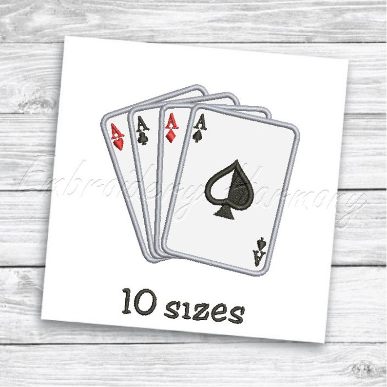 Poker Cards Applique Embroidery Design 10 SIZES Machine - Etsy