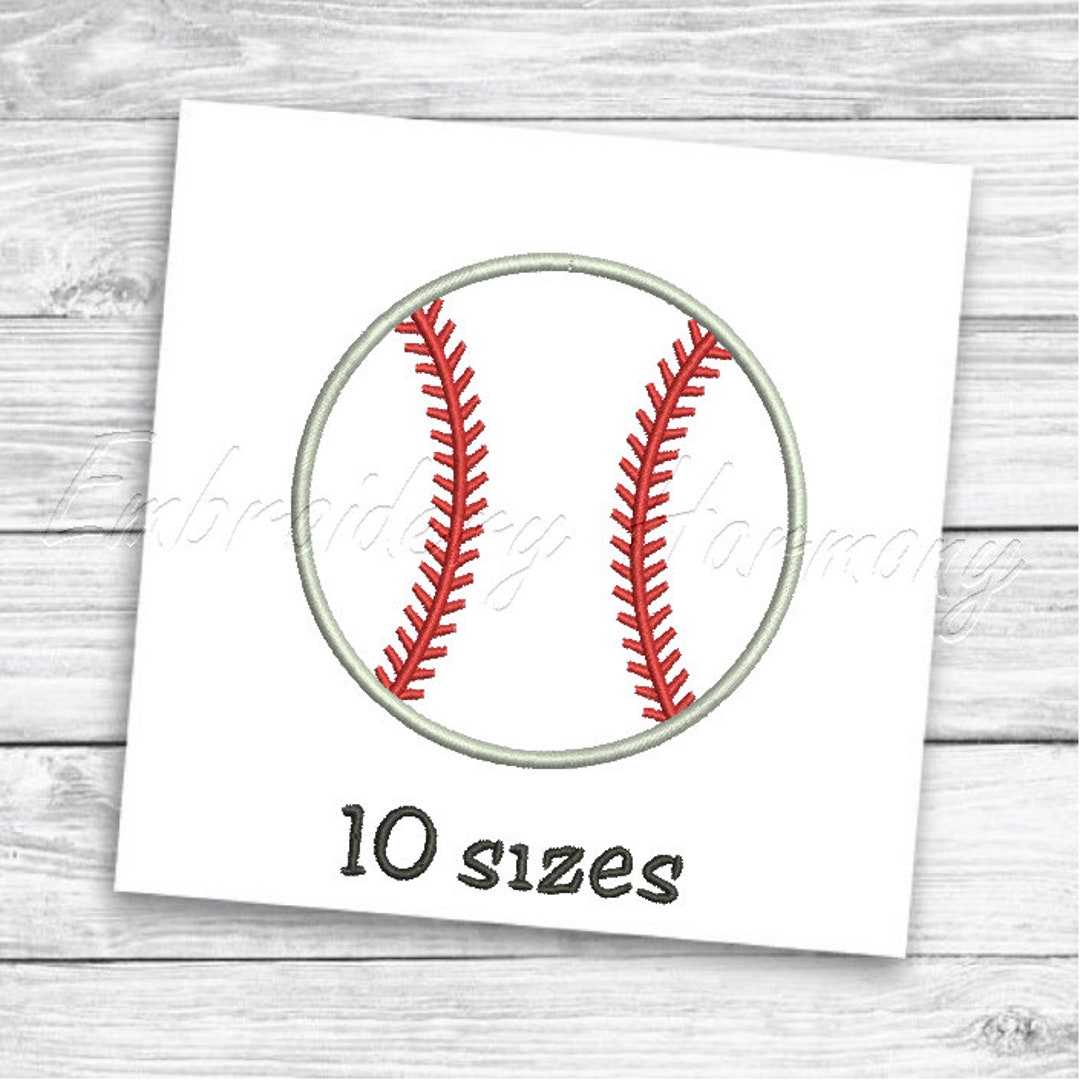 Baseball Ball Applique Design - 10 SIZES Machine Embroidery File ...