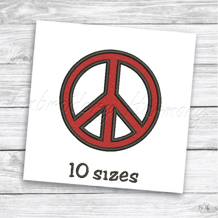 Peace Sign Embroidery Design fill Stitch 10 SIZES Machine - Etsy