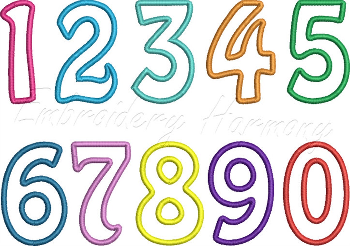 Numbers Applique Design Birthday Numbers Embroidery - Etsy