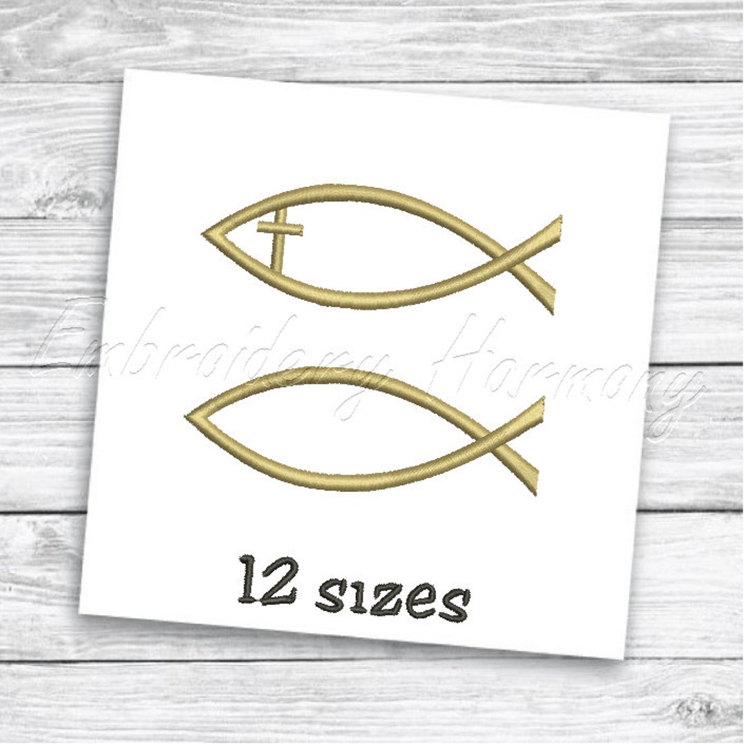 Ichthys Embroidery Design - Jesus Fish Embroidery Pattern - 12 SIZES ...