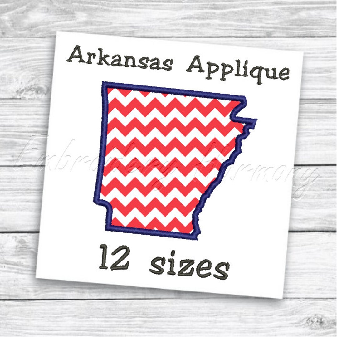Arkansas State Outline Applique Design - 12 SIZES Machine Embroidery ...
