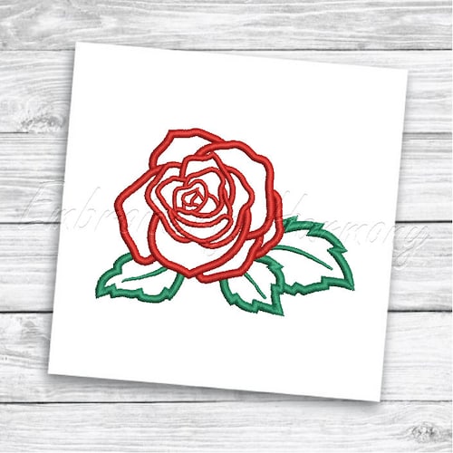 Red Rose Outline Machine Embroidery Design 3 Sizes Instant - Etsy