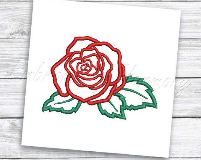Rose Outline Embroidery Design 7 SIZES Machine Embroidery - Etsy