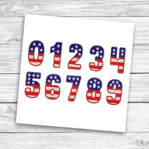 USA Flag Numbers Embroidery Applique Design, American Flag Embroidery ...