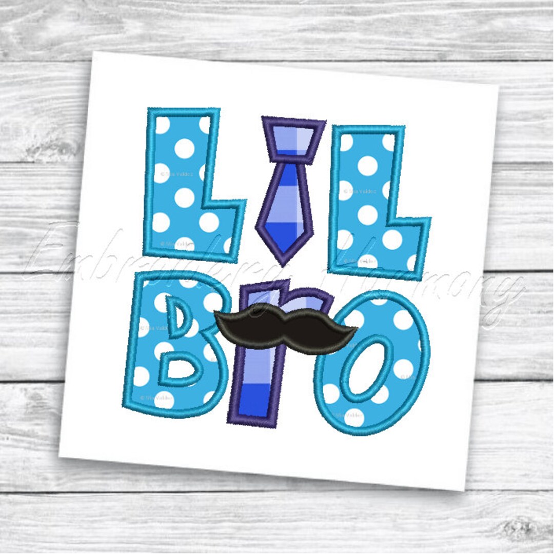 Lil Bro Applique Design - 3 SIZES Machine Embroidery Design - INSTANT ...