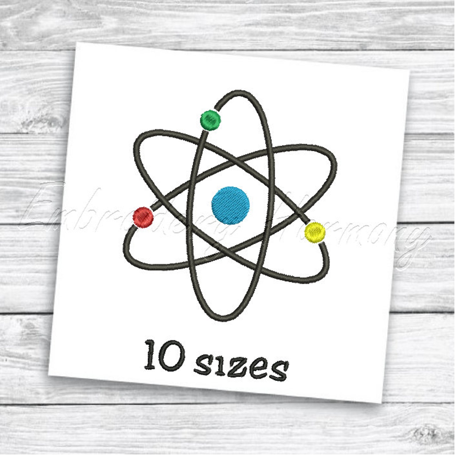 Atom Embroidery Design. Atom Symbol Embroidery Design. Science ...