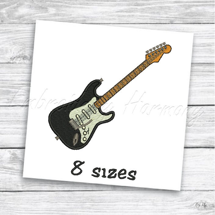 Electric Guitar Embroidery Design Guitar Machine Embroidery - Etsy