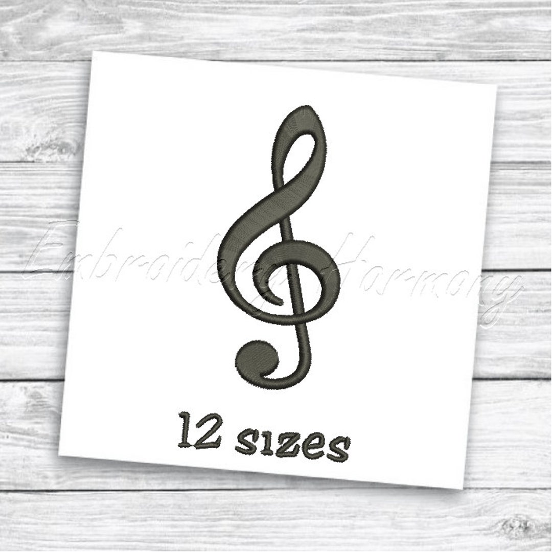 Treble Clef Embroidery Design - 12 SIZES Machine Embroidery File ...