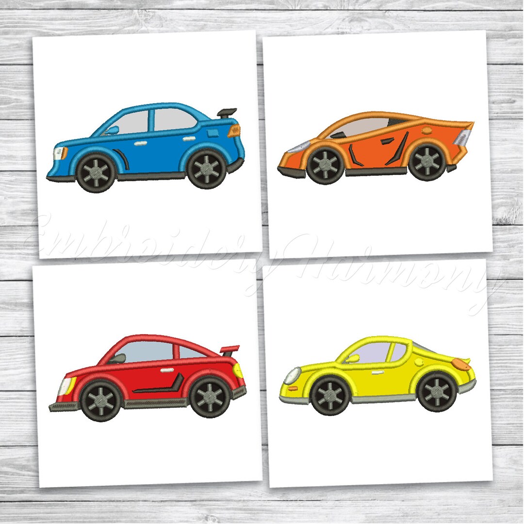 Sports Car Applique Design BUNDLE Set - Car Machine Embroidery Applique ...