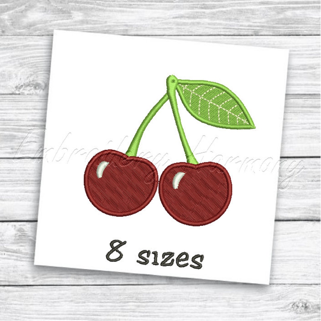 Cherry Embroidery Design - Fill Stitch - 8 SIZES Machine Embroidery ...