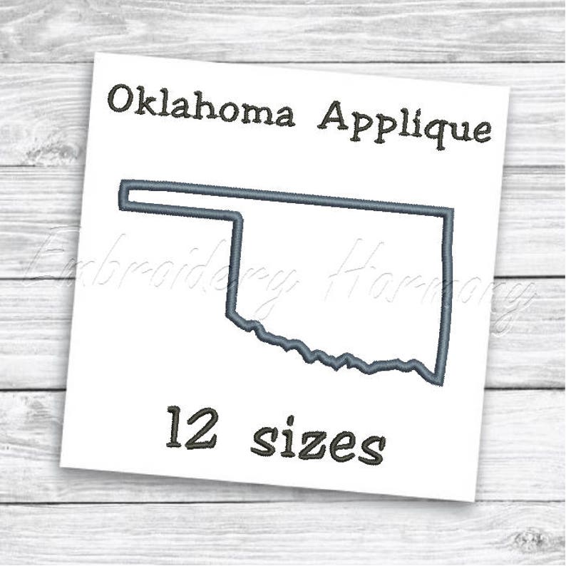 Oklahoma Outline Applique Design 12 SIZES Machine Embroidery - Etsy
