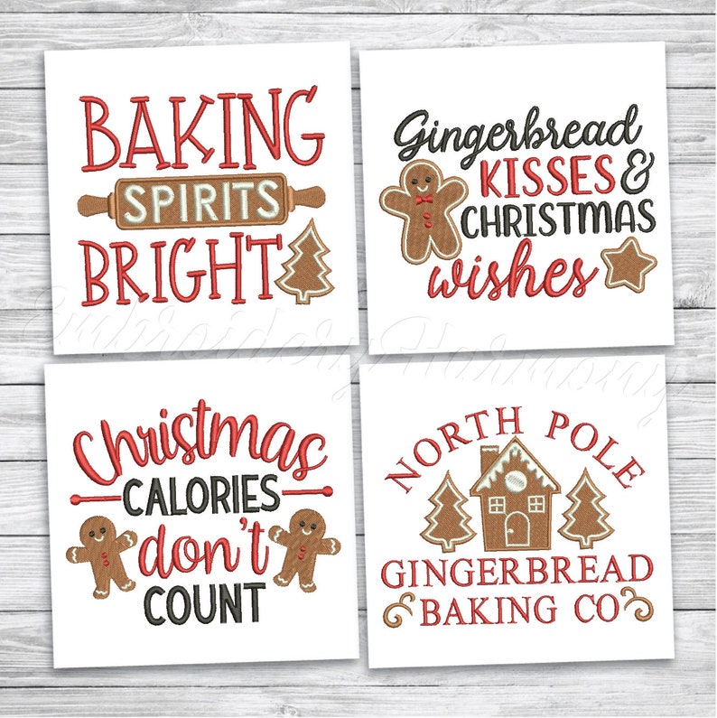 Christmas Gingerbread Quotes Embroidery Design, Funny Christmas Baking ...