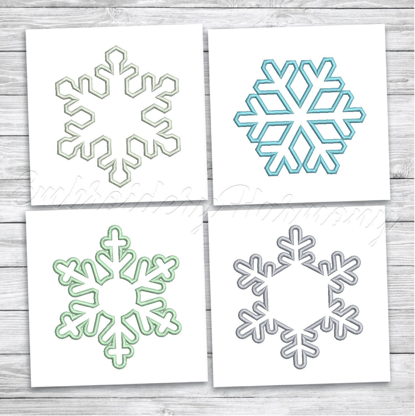 Snowflake Applique Design Pack 4 Snowflake Applique Designs | Etsy