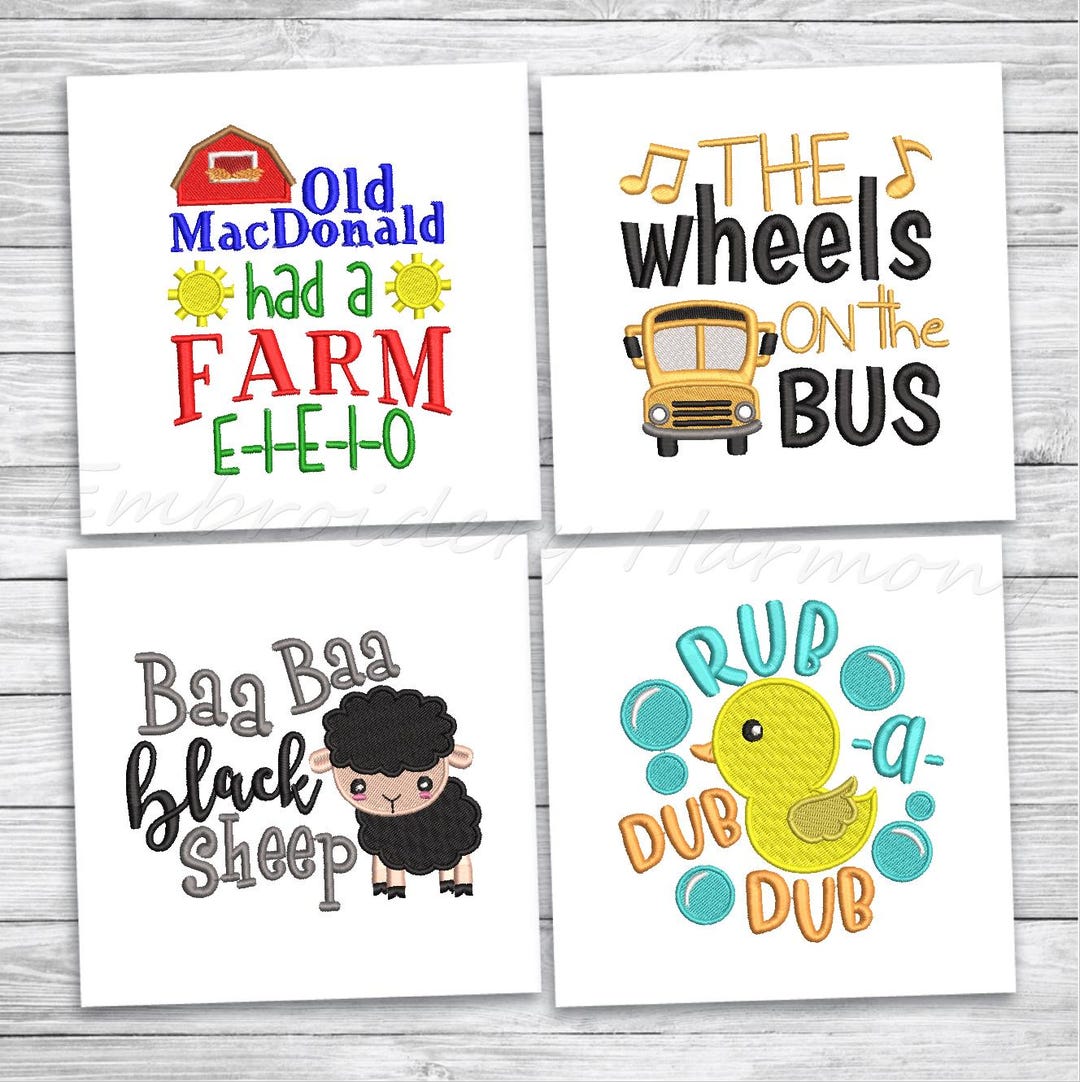 Nursery Rhymes Embroidery Design, Toddler Baby Quote, Baby Bibs Sayings ...