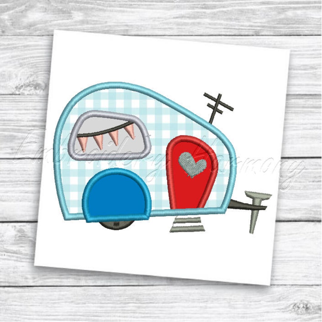 Camper Applique Design - 4 SIZES Machine Embroidery File INSTANT ...