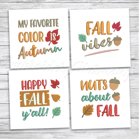 Fall Quotes Embroidery Design Autumn Sayings Embroidery | Etsy