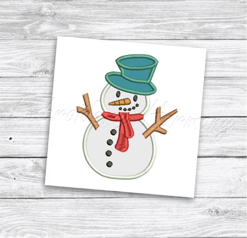 Snowman Applique Design 2 4 SIZES Machine Embroidery File - Etsy