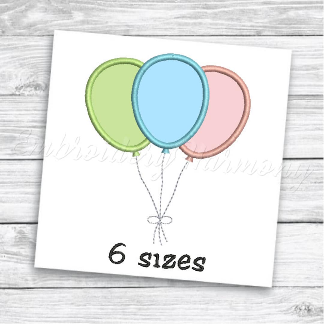 Balloons Applique Design - 3 Balloons Embroidery Applique Design ...