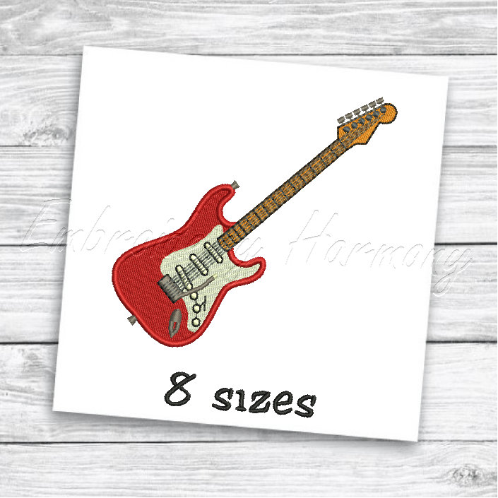 Electric Guitar Embroidery Design Guitar Machine Embroidery - Etsy