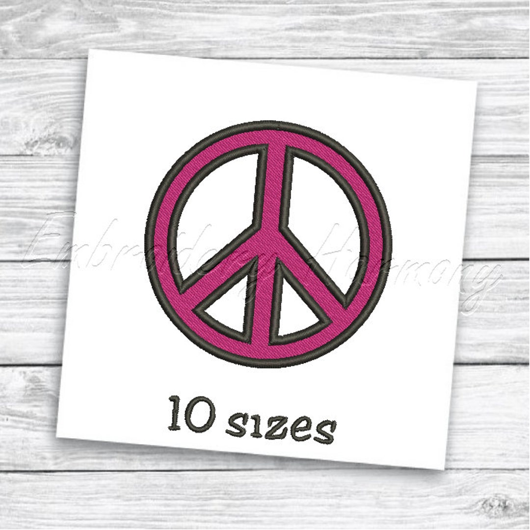 Peace Sign Embroidery Design (fill Stitch) - 10 SIZES Machine ...