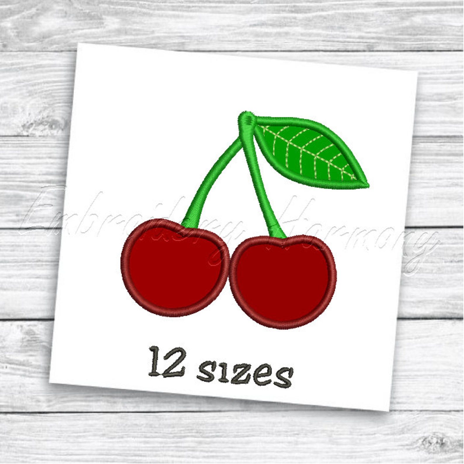 Cherry Applique Design - 12 SIZES Machine Embroidery File - INSTANT ...
