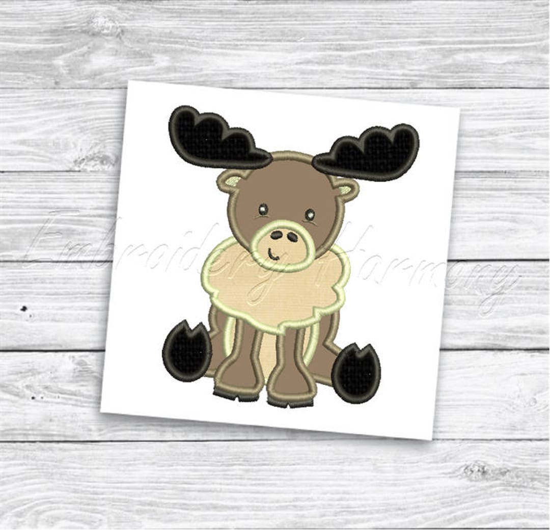Moose Applique Design - 5 SIZES Machine Embroidery File INSTANT ...
