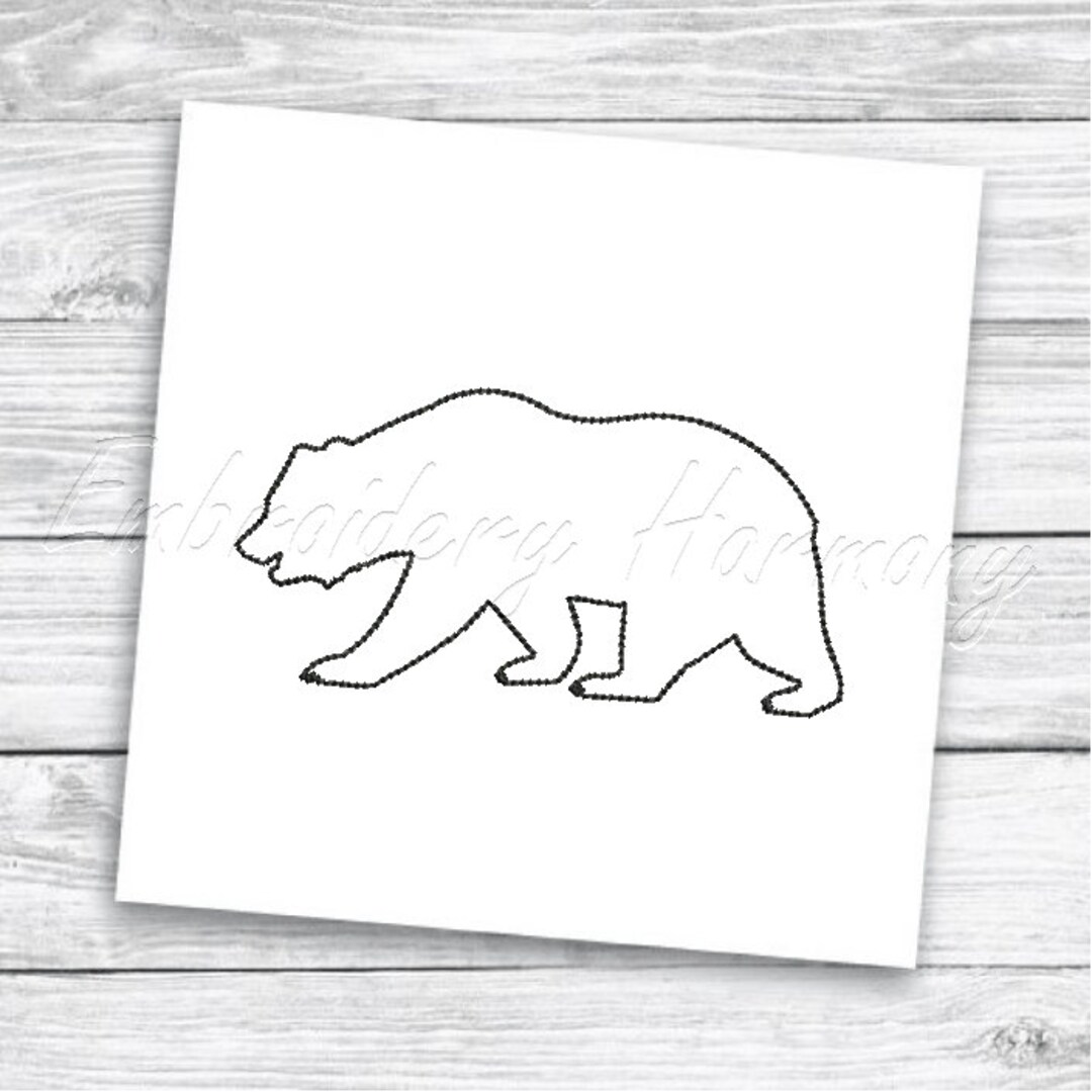 Bear Outline Embroidery Design - 7 SIZES Machine Embroidery File ...
