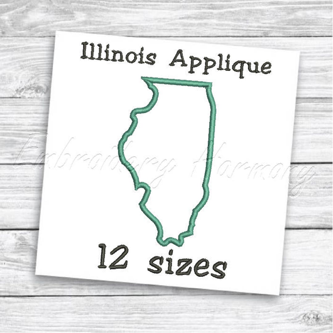 Illinois State Border Applique Design - 12 SIZES Machine Embroidery ...