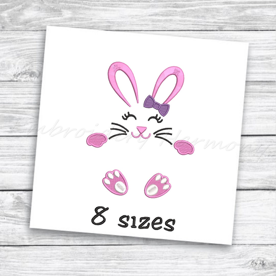 Girl Bunny Embroidery Design - 8 SIZES Girly Rabbit Monogram Lettering ...