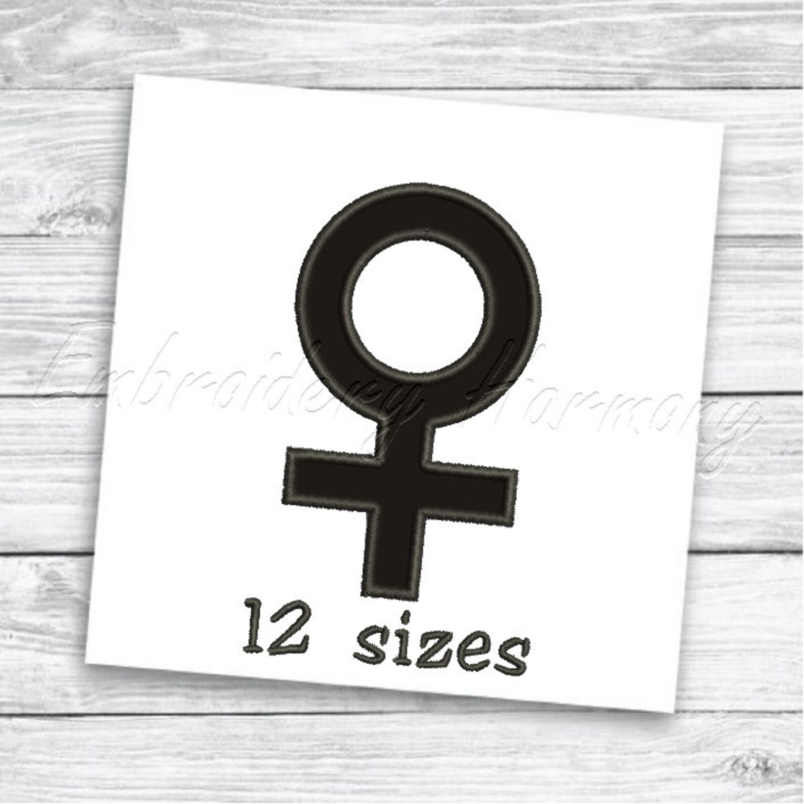 Female Symbol Applique Design - 12 SIZES Machine Embroidery File ...