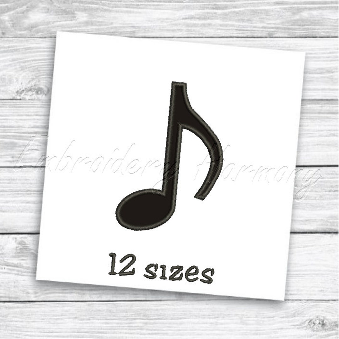 Musical Note Applique Design - 12 SIZES Machine Embroidery File ...