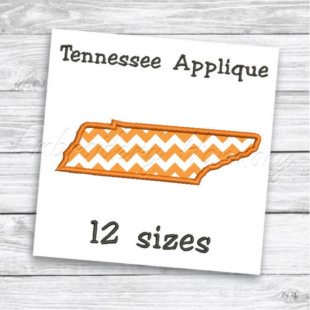 Tennessee Outline Applique Design - 12 SIZES Machine Embroidery File ...