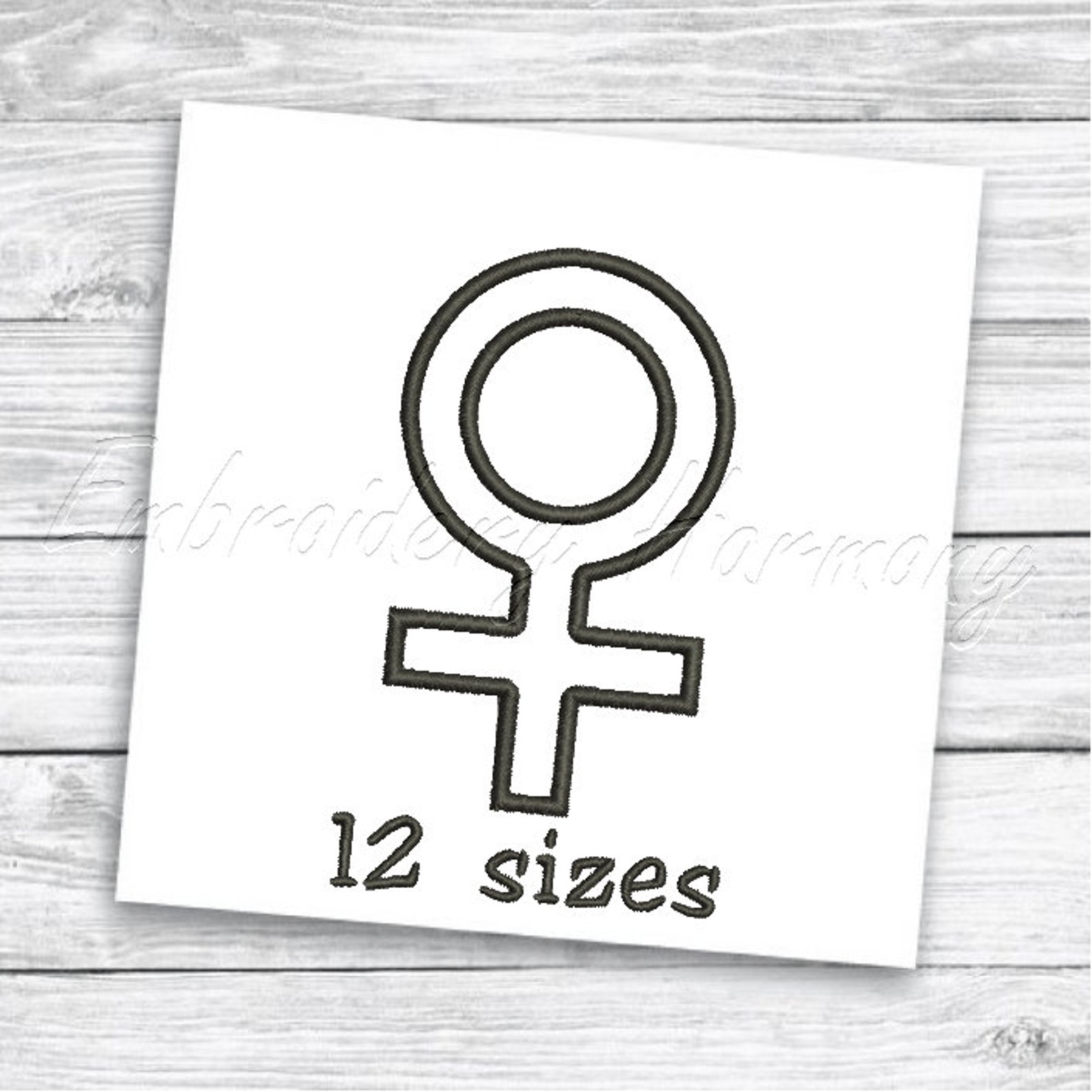 Female Symbol Applique Design - 12 SIZES Machine Embroidery File ...