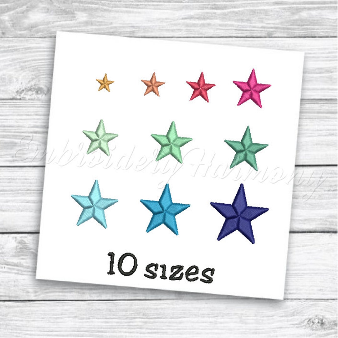 Mini Star Embroidery Design - Small Star Embroidery File, Five Point ...