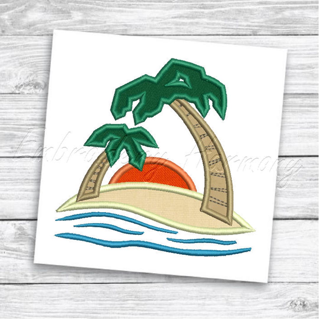 Beach Applique Design - 5 SIZES Machine Embroidery File INSTANT ...