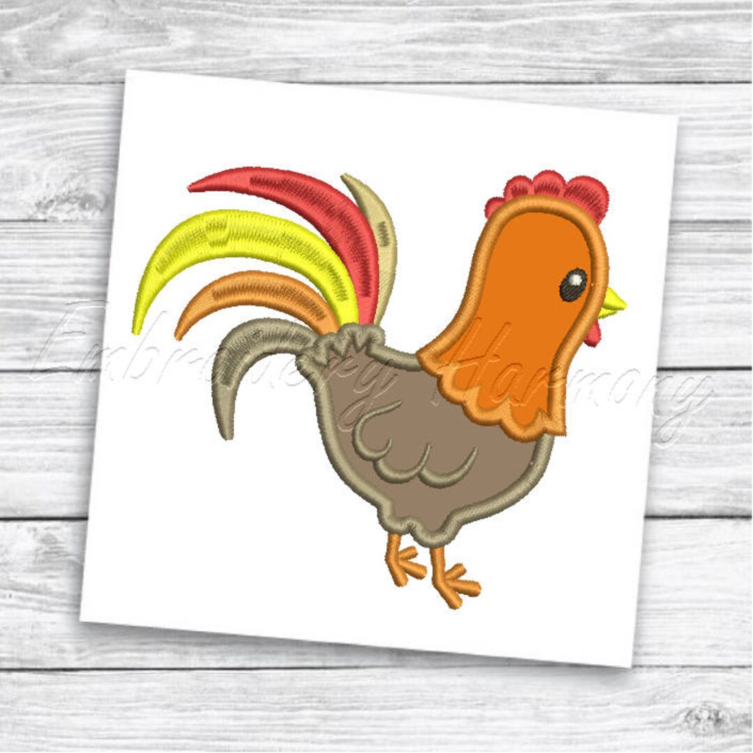 Rooster Applique Design - 5 SIZES Machine Embroidery File INSTANT ...
